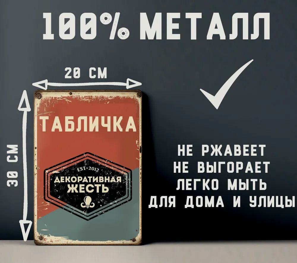 Мотивирущая табличка на стену мечты должны быть безумными алиса в стране чудес металл 20х30 см