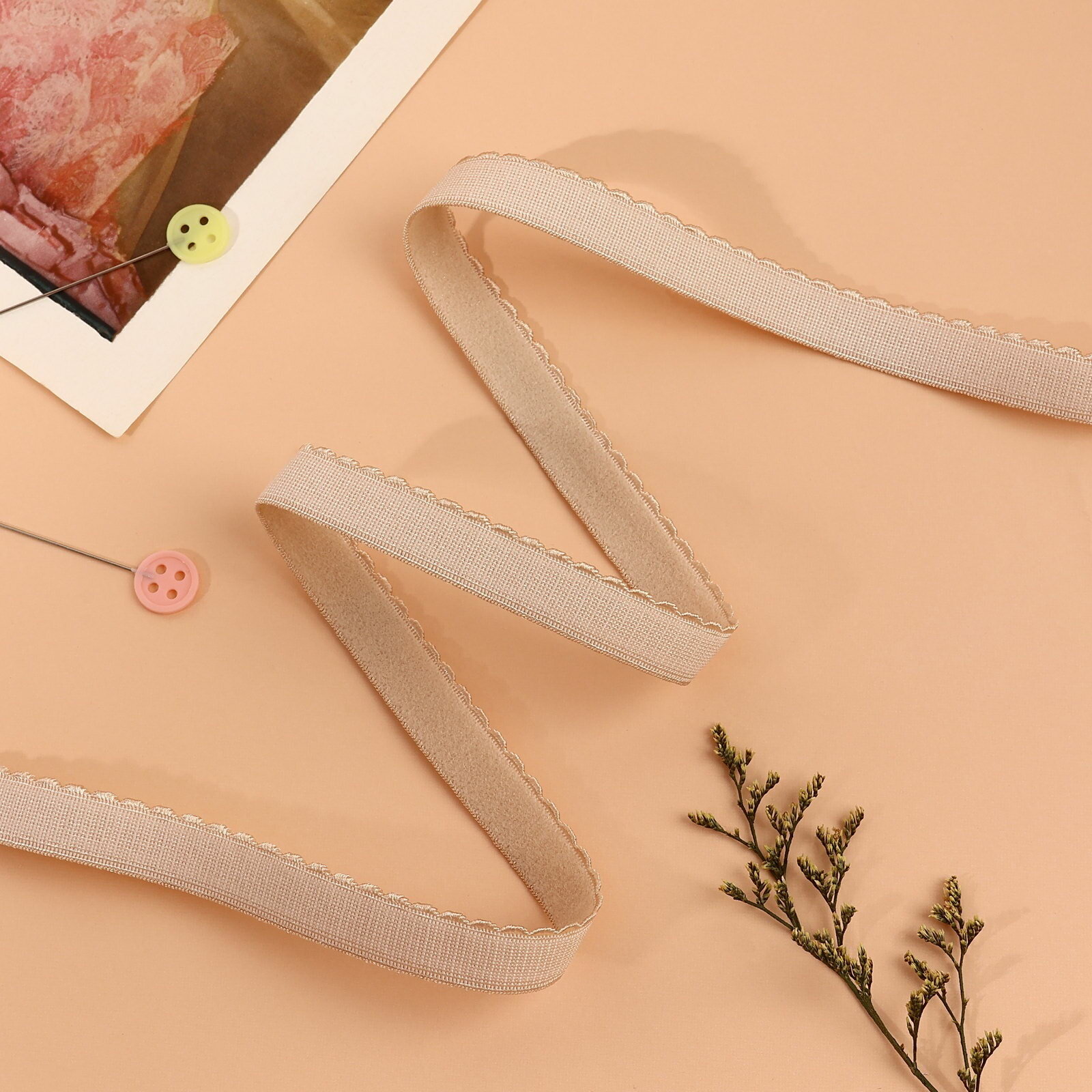 Резинка становая, с ажурным краем, 10 мм, 10+-0.5 м, бежевая