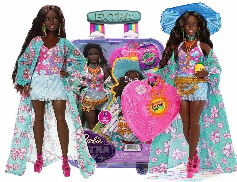 Кукла Barbie Extra Fly Mattel Барби в пляжной одежде и с большой сумкой HPB14