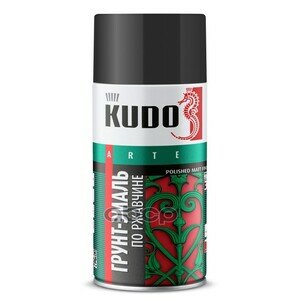 Грунт-эмаль гладкая матовая по ржавчине угольно-чёрная Kudo арт. ku-319005