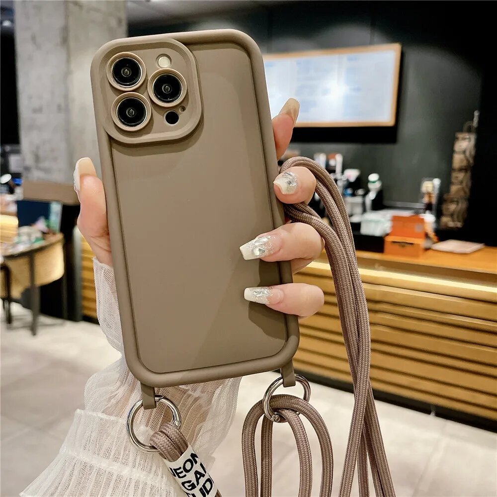 Мягкий силиконовый чехол со шнурком для iPhone 14, 15 Pro Max, 11, 12, 13 Pro, XR, X, XS Max, 8, 7, 14, 15 Plus, чехол для телефона с ремешком через плечо 5, For iPhone 15Pro Max