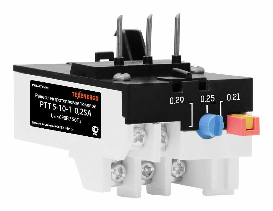 Реле эл. тепловое токовое РТТ 5-10 -1 0,25А (0.21А-0.29А) Техэнерго PM12-RTT5-10.1