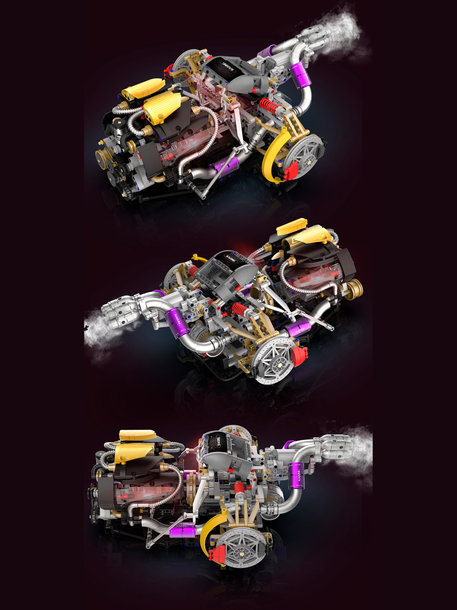 Конструктор KeeYee World Hypercar Style V8, сборная модель, электромеханический, 1394 элемента — фото 1