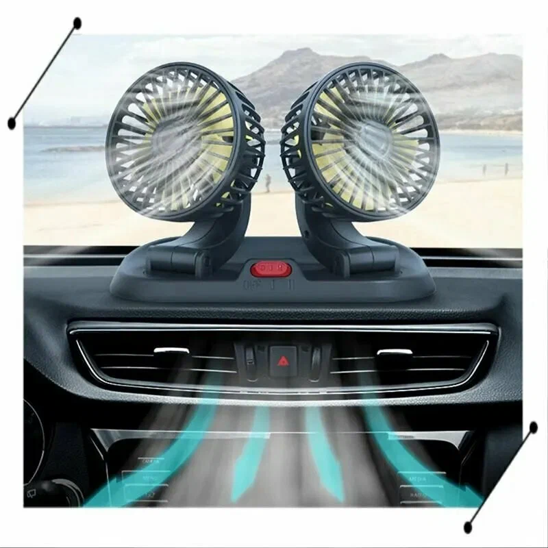 Вентилятор автомобильный USB, 12вт, двойной, поворотный, с ароматизированными таблетками Двухскоростная регулировка