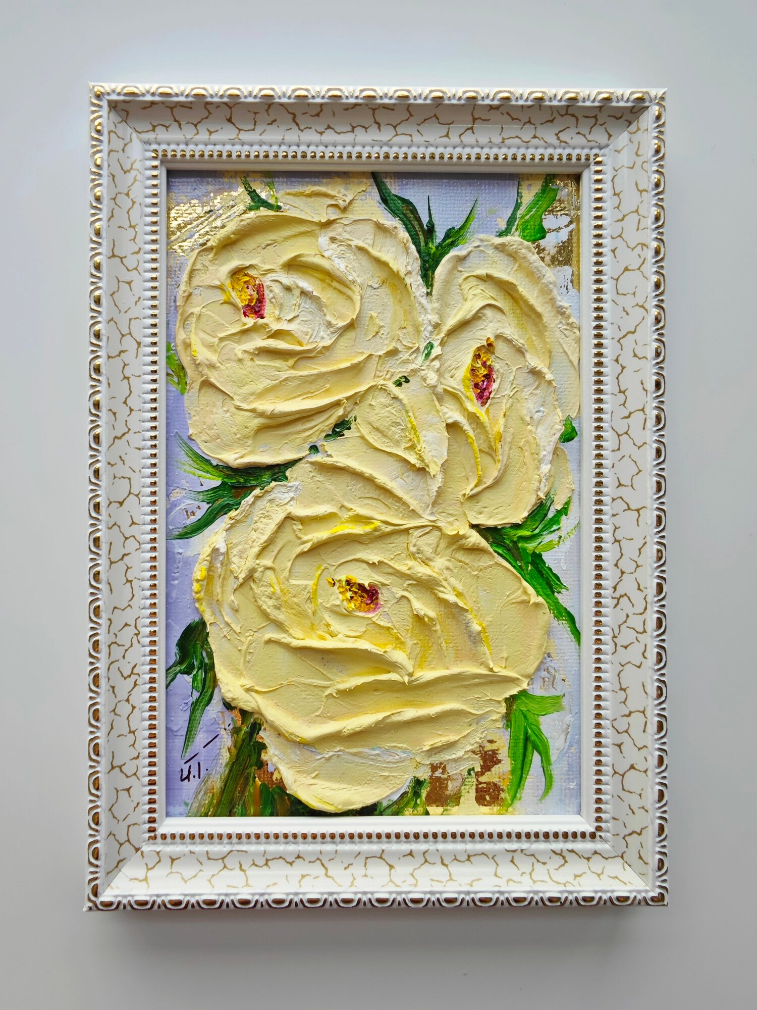 Картина маслом на холсте 10х15см "Сердечная тайна", 10х15см в раме