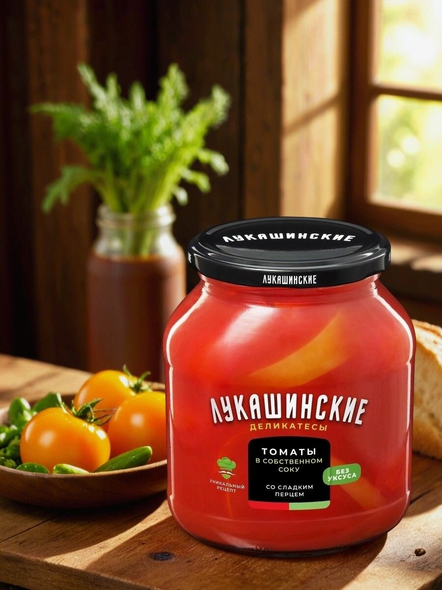 Томаты "Лукашинские" в собственном со сладким перцем 670 гр (Набор из 3шт)