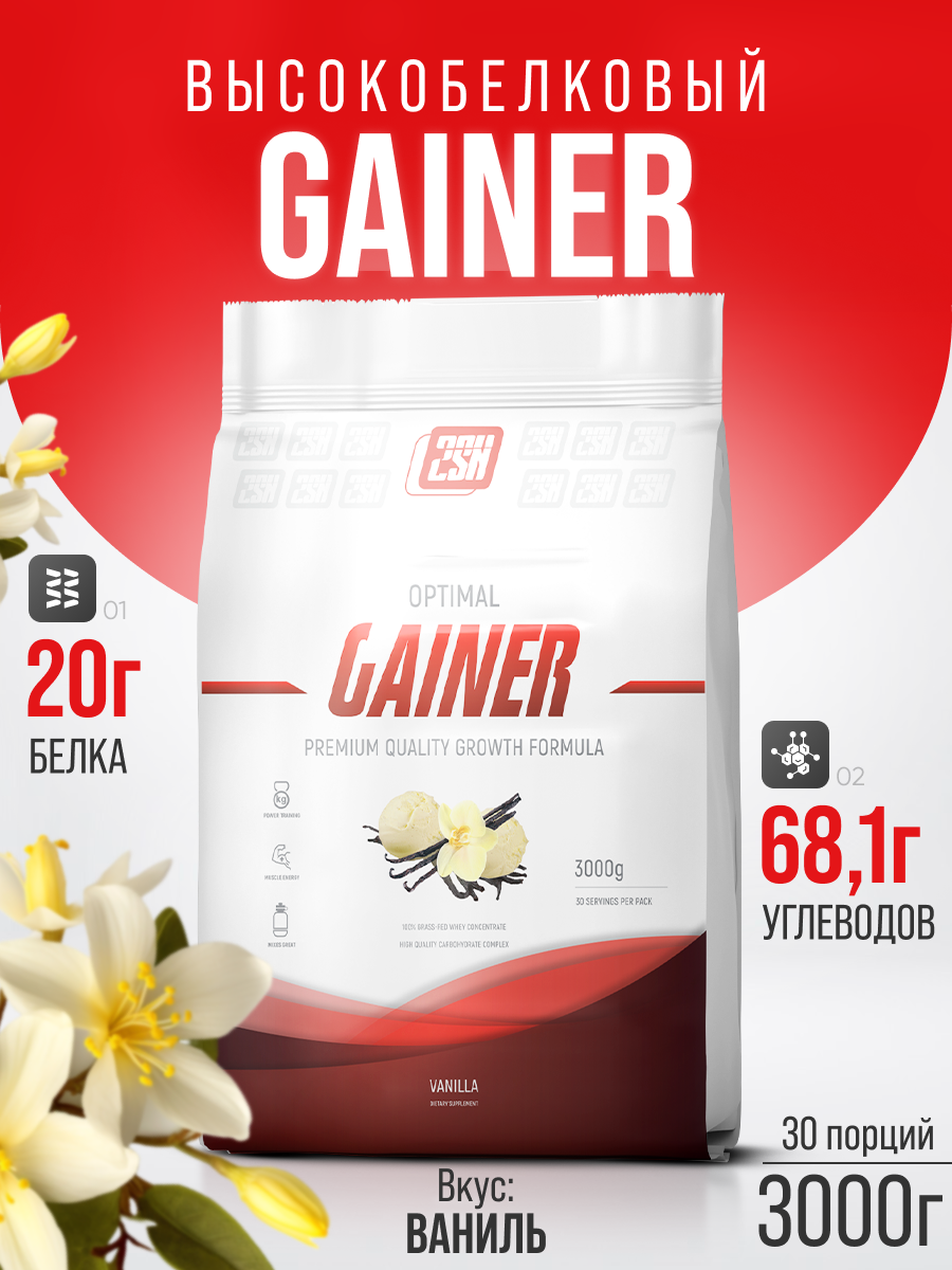 Гейнер для набора мышечной массы, мыщц, похудения 2SN Gainer 3000г (Ваниль)