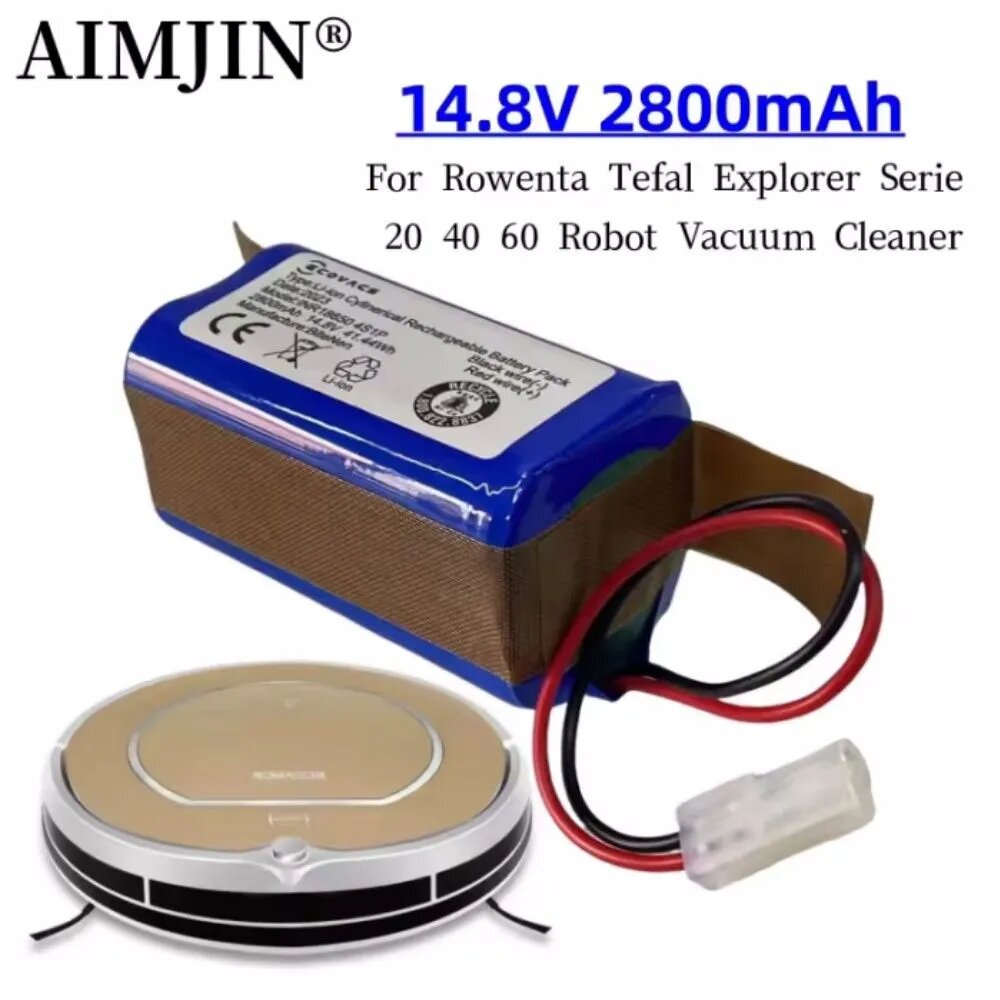 Литий-ионный аккумулятор емкостью 2800 мАч 14,8 В RS-RT900866 для робота-пылесоса Rowenta Tefal Explorer Series 20 40 60