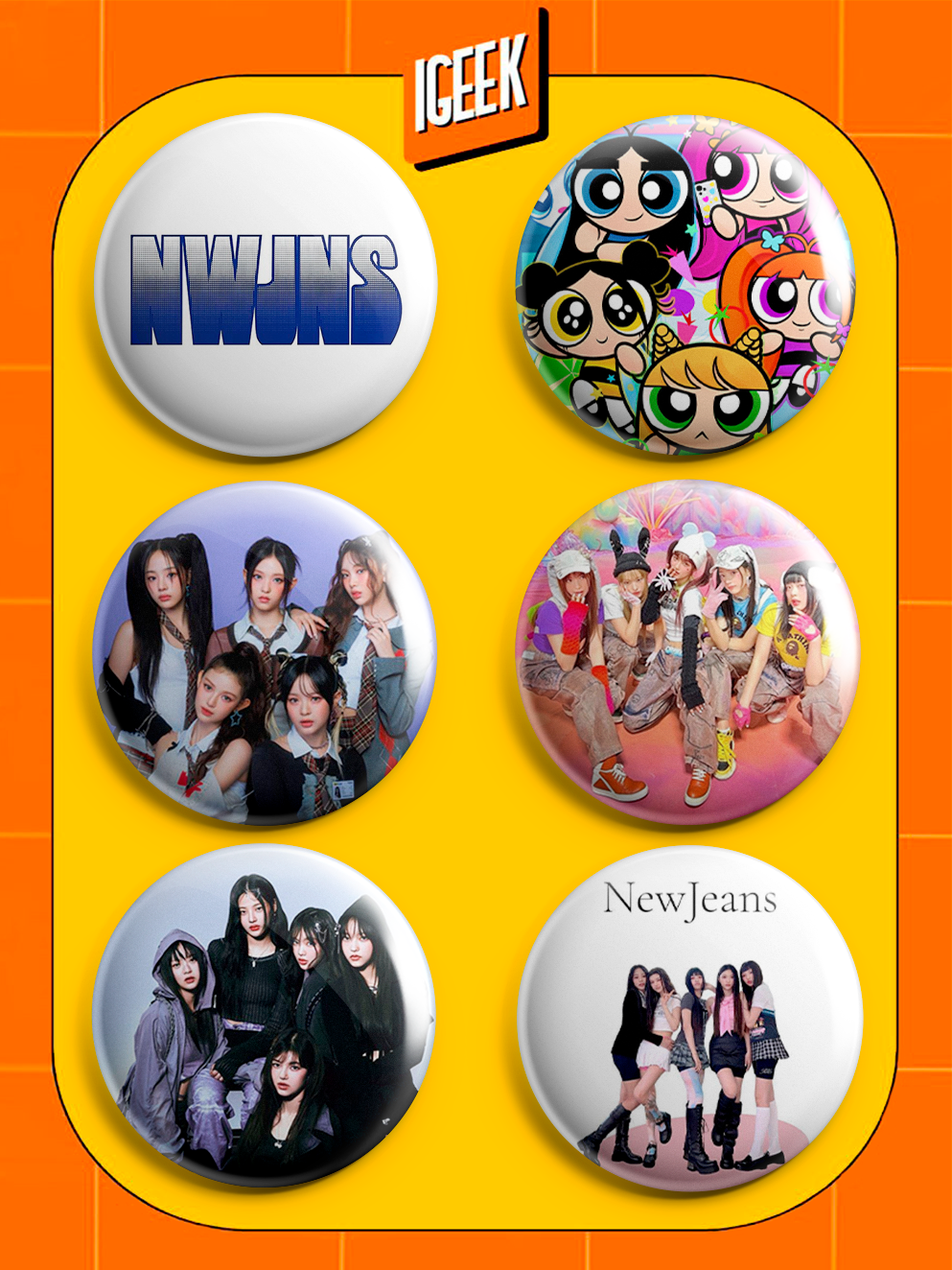 Набор значков NewJeans с уникальным дизайном металл 37 мм для рюкзака и одежды