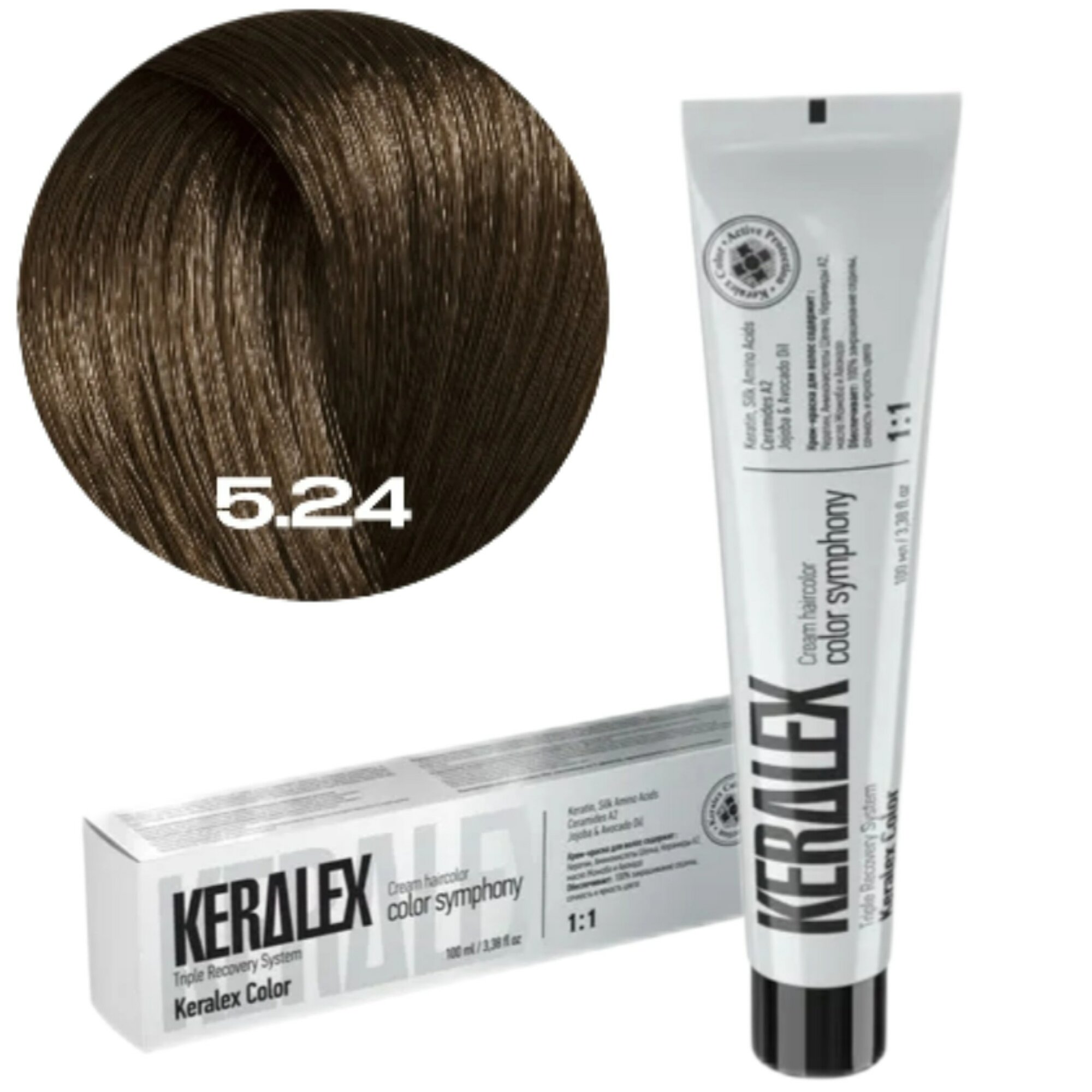 Профессиональный краситель 5.24 Средний шатен пепельно-медный, 100 мл /Keralex Color