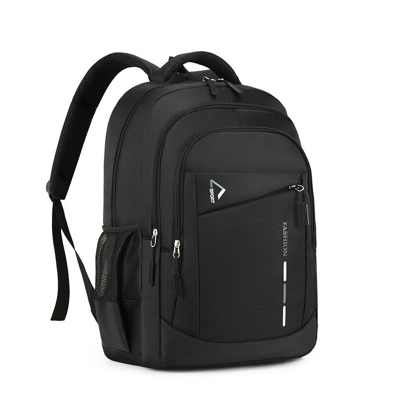 Unisex college backpack with color blocking style and padded shoulder straps for school and travel backpack brand, black