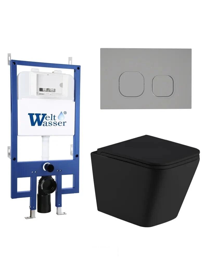 Комплект унитаза с инсталляцией WELTWASSER BAMBERG 545 + GELBACH 043 MT-BL + BAMBERG CR