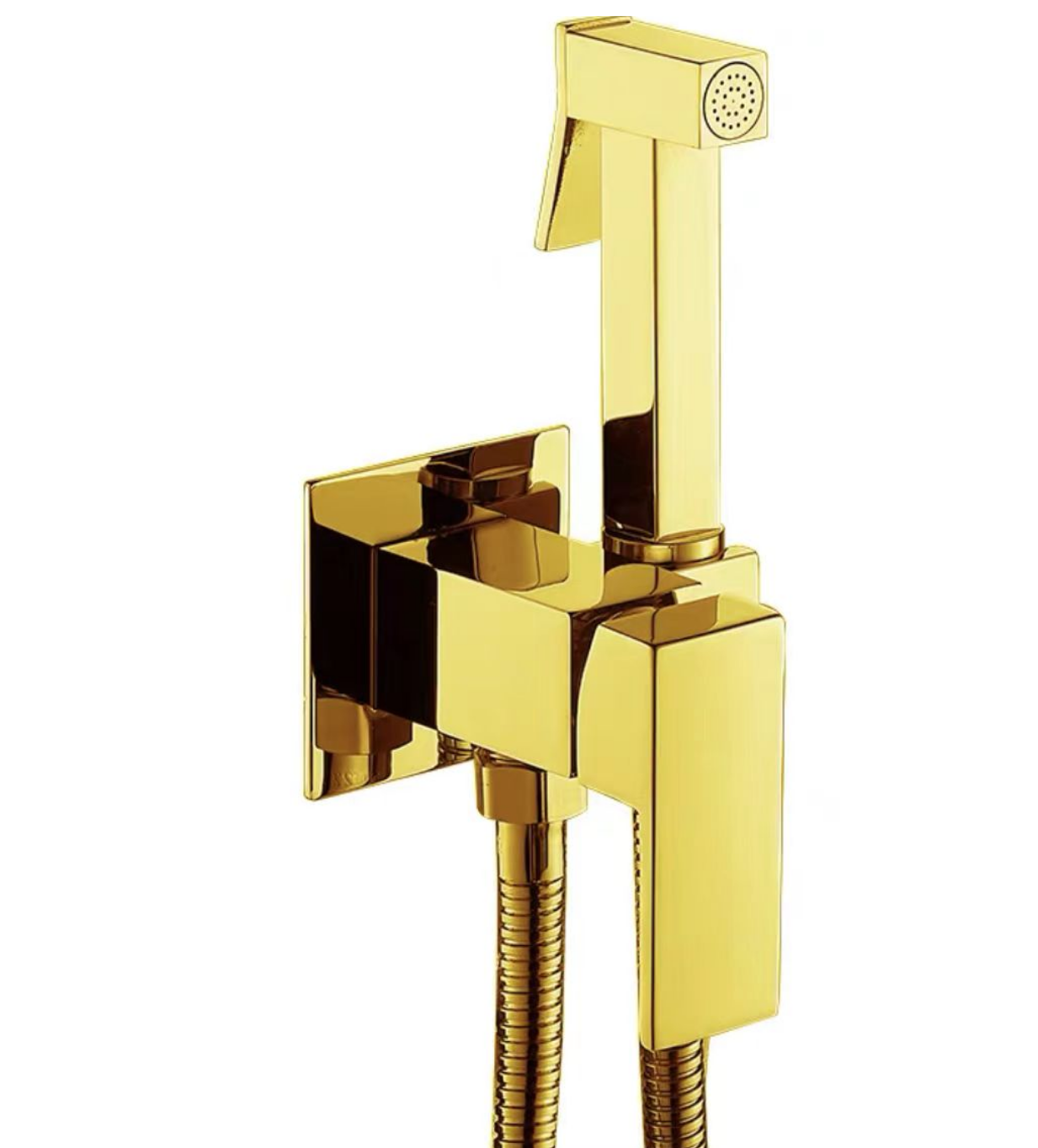 Гигиенический душ золотой настенный с лейкой и смесителем для биде унитаза PM_M621G