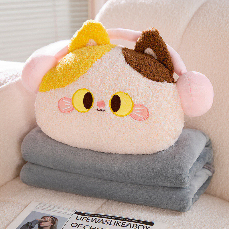 Cozy cat plush animal decor pillow for office or car rest threecolor 100x150cm