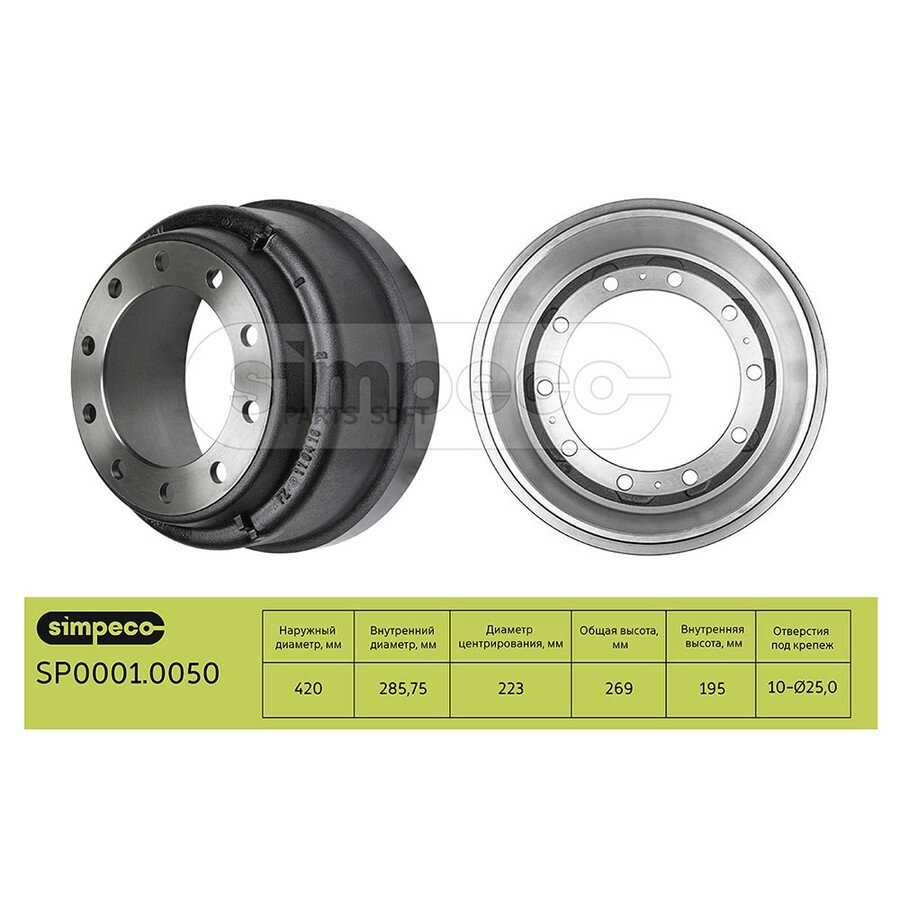 SIMPECO Барабан тормозной Freightliner о. н.3600A (SP0001.0050)