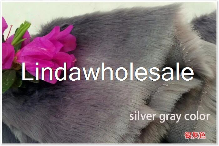 Искусственный мех ZHONGYIJIATIMELY синего цвета 160*45 см silver gray