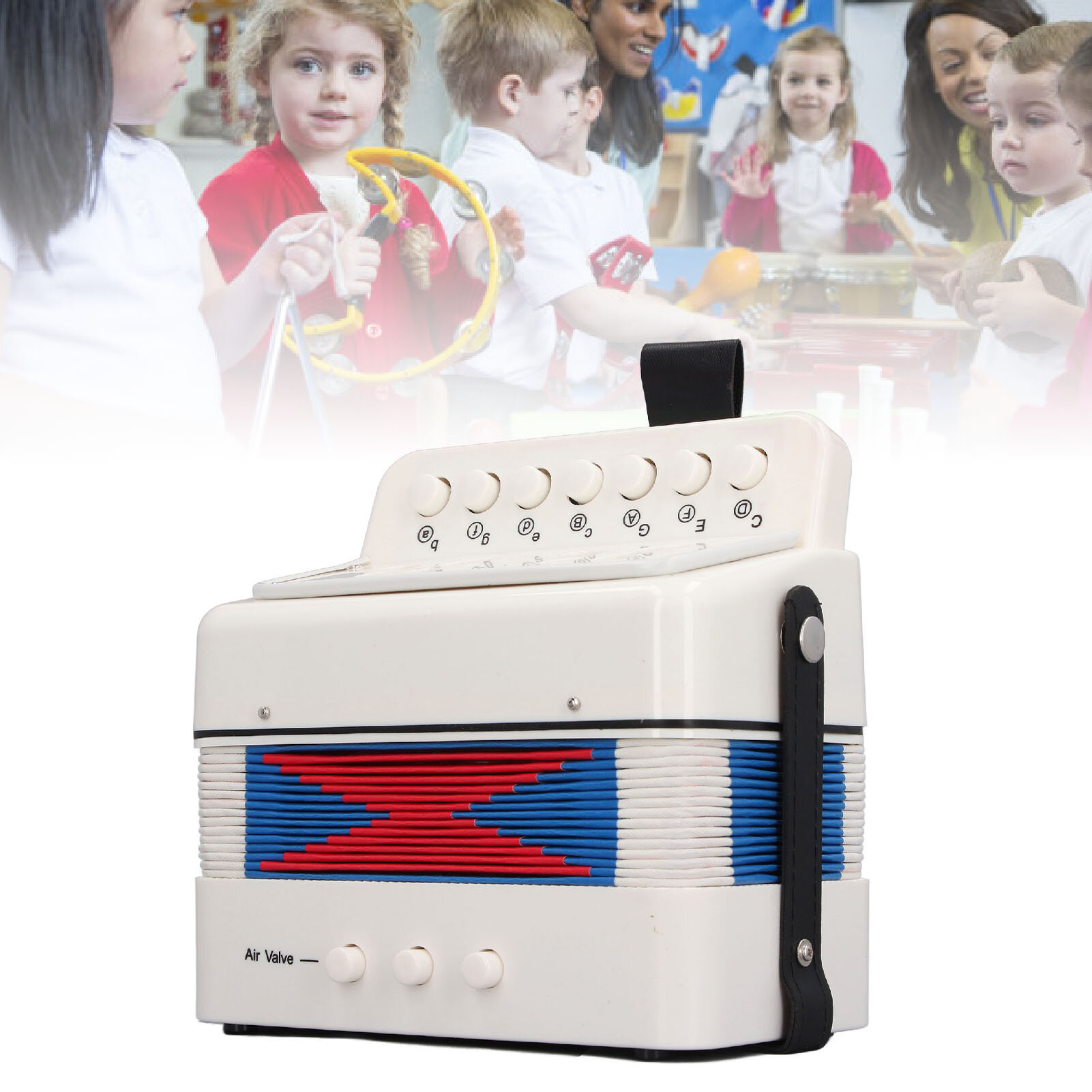 Баян для начинающих с 7 клавишами и 2 басами Детский музыкальный инструмент для обучения и сценических выступлений Белый