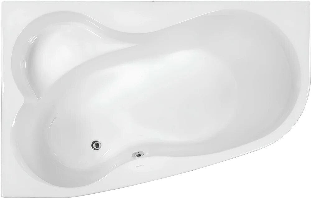 Акриловая ванна Vagnerplast Melite L 160x105, с каркасом, угловая, левая, пристенная, белая, глянцевая, асимметричная, с сиденьем