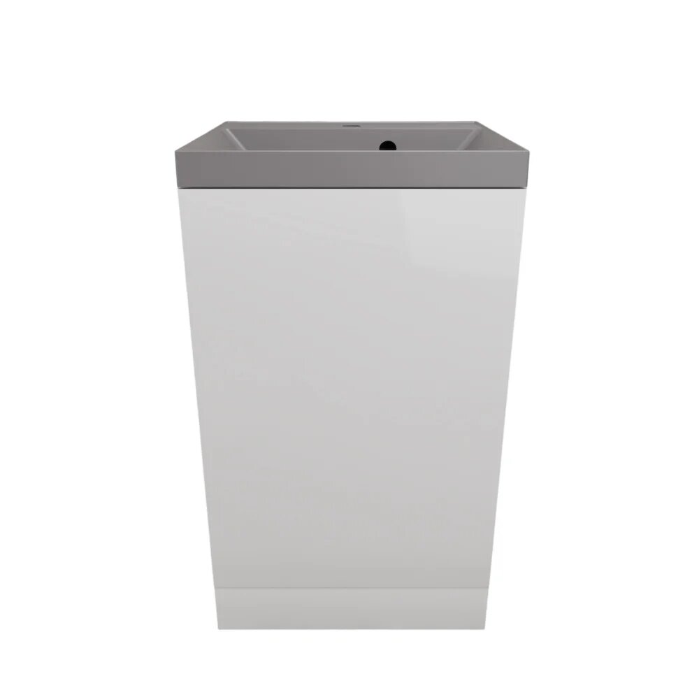 Тумба с раковиной Style Line Моно 50 напольная, белый глянец, раковина Asti 50 серый шелк