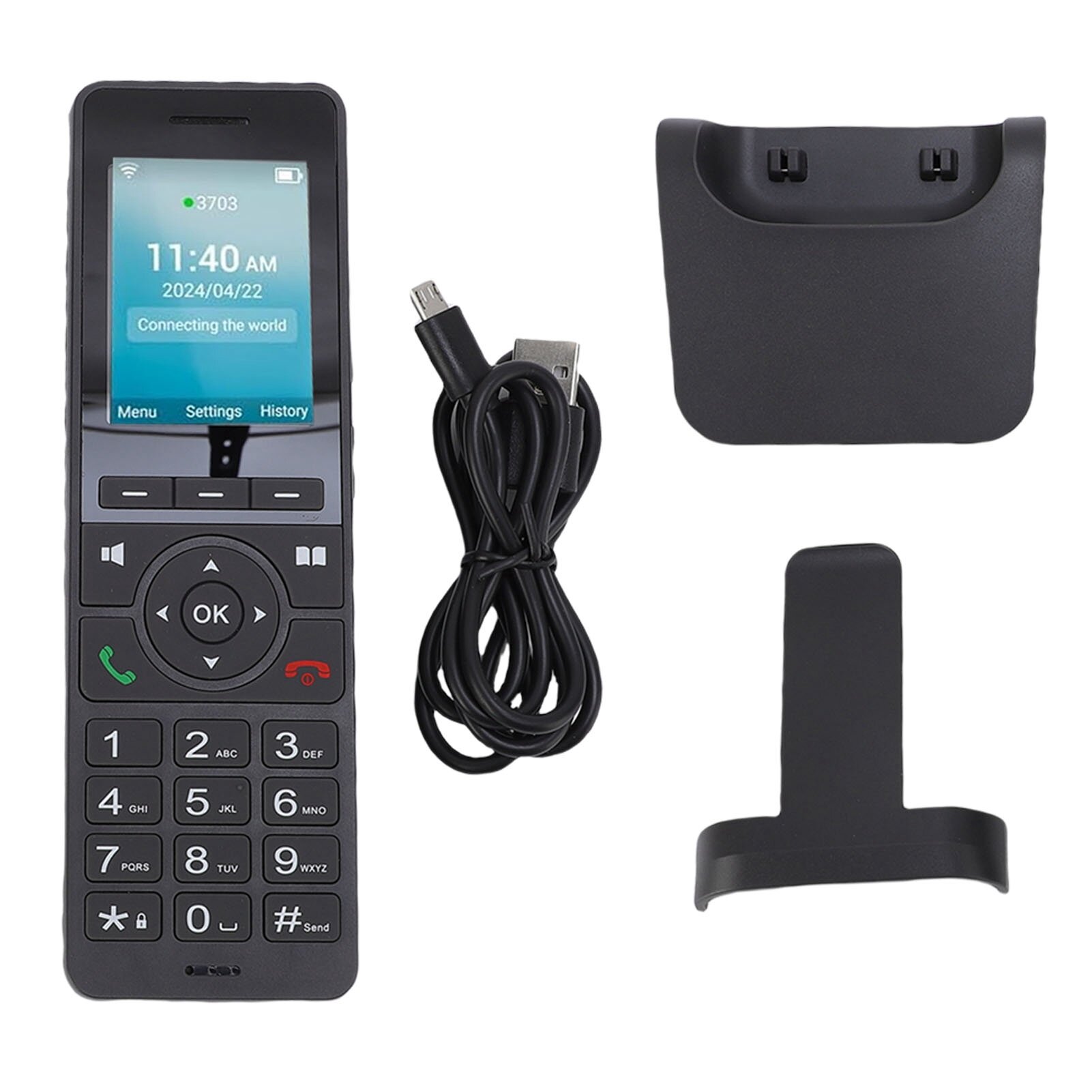 Портативный беспроводной телефон 4G LTE Wifi 2,4 дюйма, цветной экран, настольный, для Dect VoIP, черный