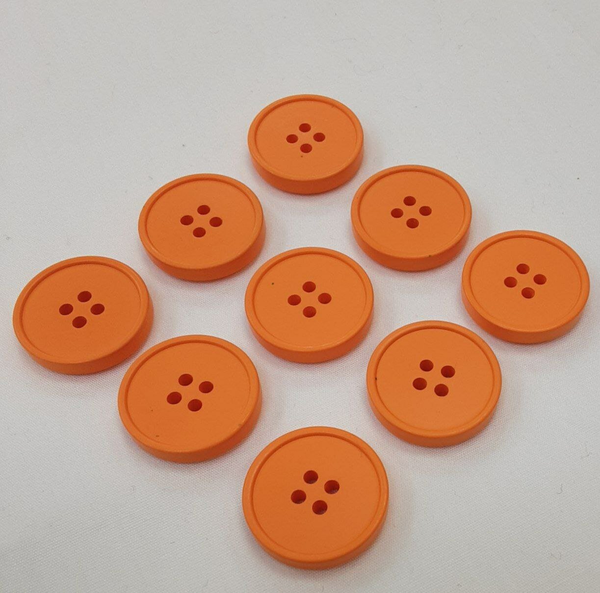 Пластиковые пуговицы, оранжевый цвет, диаметр 25мм, набор 10 шт