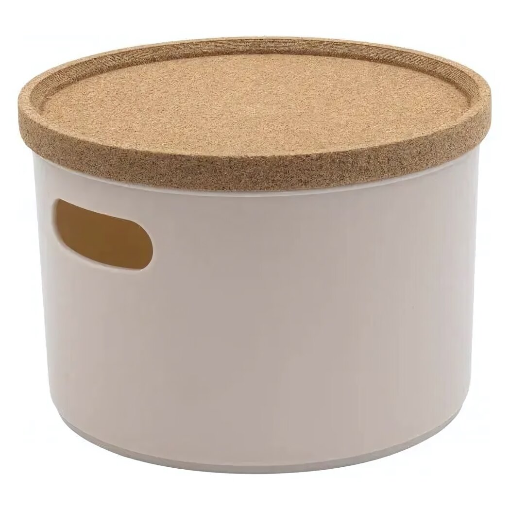 Органайзер «Korely Zero LM» круглый с корковой крышкой, пластик, ручка, цвет кремовый