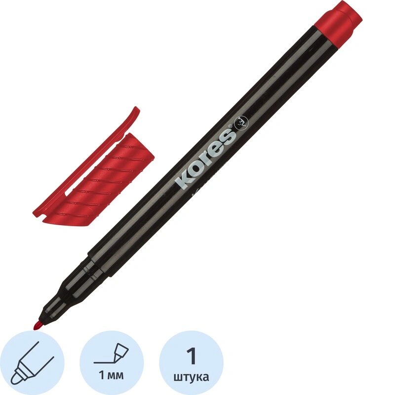 Маркер перманентный KORES красный 1 мм