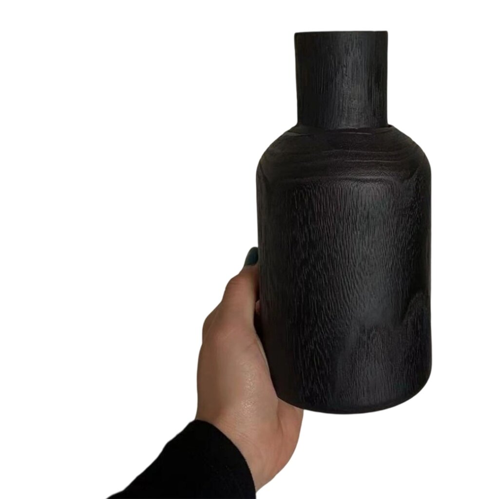 Новая деревянная ваза в стиле ретро Дзен в китайском стиле, украшение рабочего стола, ваза в стиле Ваби-саби с цветами в старинном стиле-черный