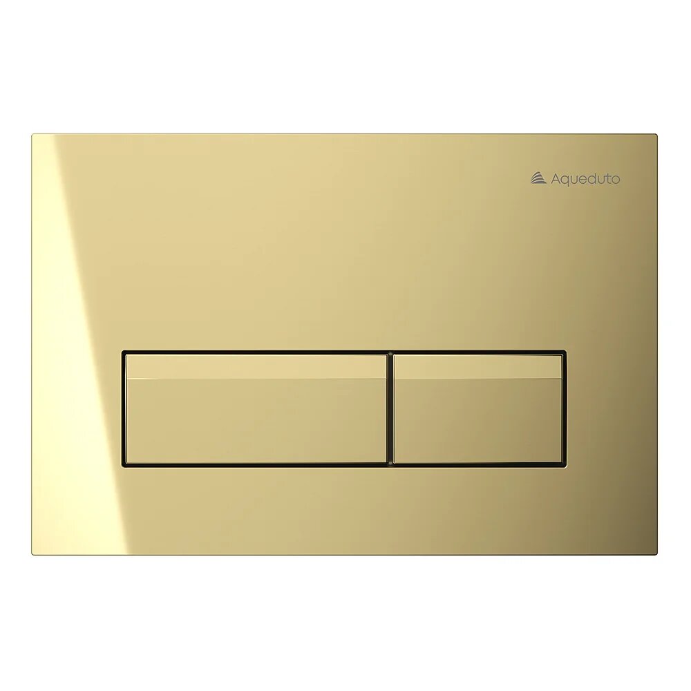 Кнопка смыва для унитаза Aqueduto Retangulo Novo RET0250 золотая, матовая, кнопка для инсталляции, двойной смыв