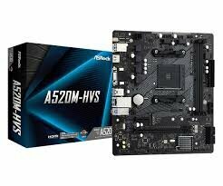 Материнская плата Asrock A520M-HVS Soc-AM4 AMD A520 DDR4 mATX AC`97 8ch(7.1) GbLAN RAID+VGA+HDMI