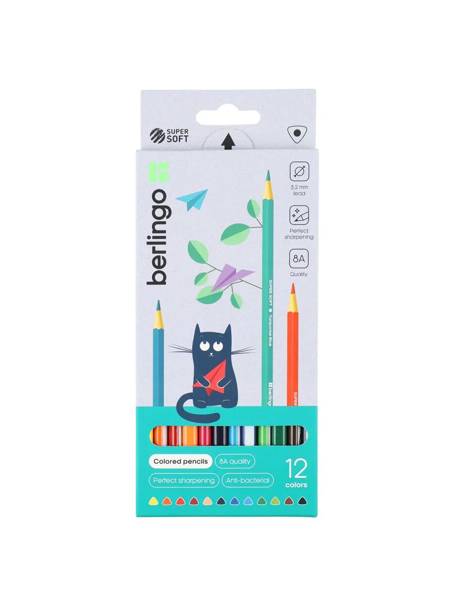 Набор цветных карандашей Berlingo "Жил-был кот", 12 цветов, 1 уп.