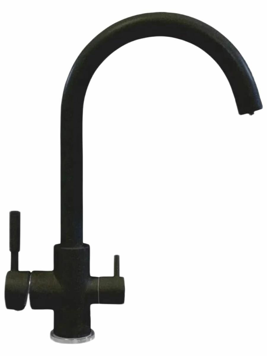 Смеситель для кухни Golden Fox Kitchen pro с высоким изливом, черный, на две воды 11026-FOX