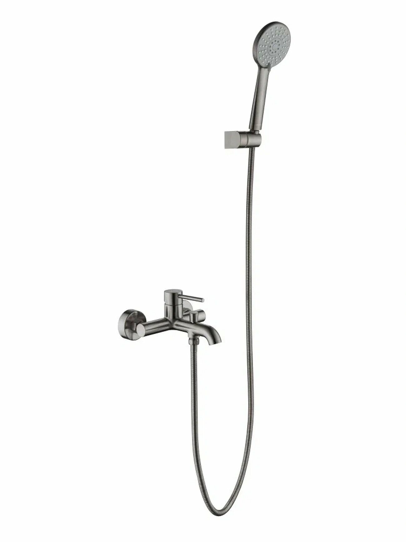 Смеситель для ванны с душем Aquatek Европа AQ1349BGM, с аэратором, однорычажный, настенный. латунь, оружейная сталь