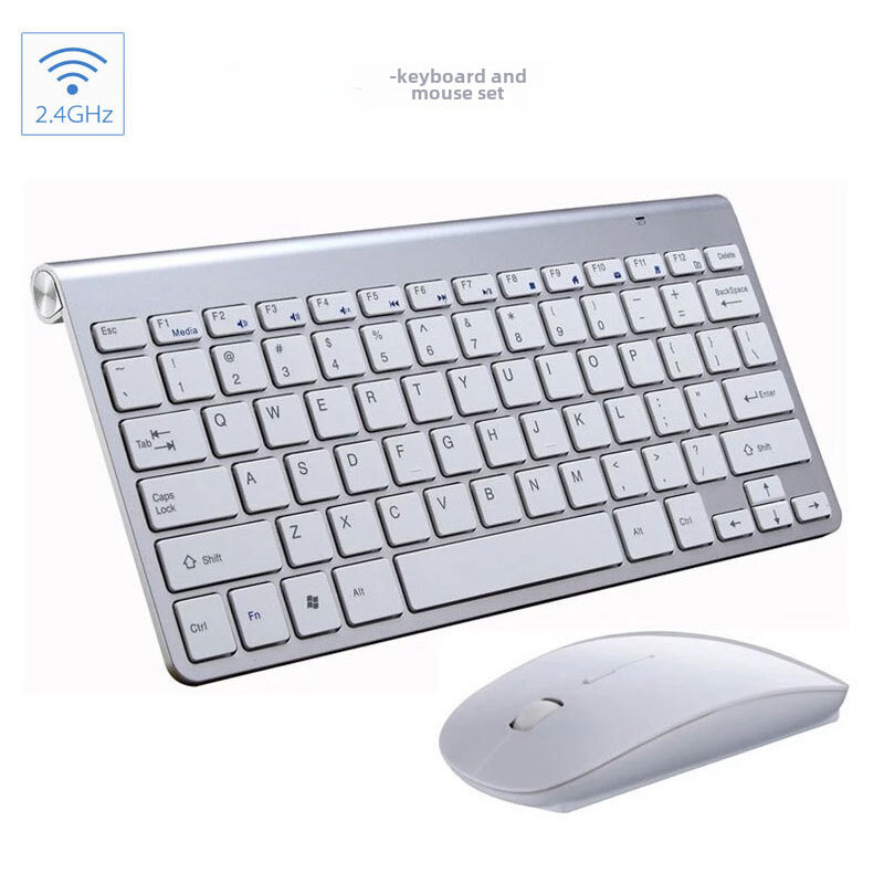 Набор клавиатуры и мыши "W202", 2.4G, беспроводная, бесшумная, Space Silver