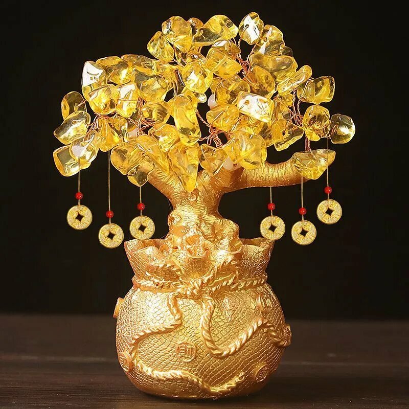 Lucky Tree Fake Plant, Денежное дерево по фен-шуй, для дома и офиса, для спальни 14 см