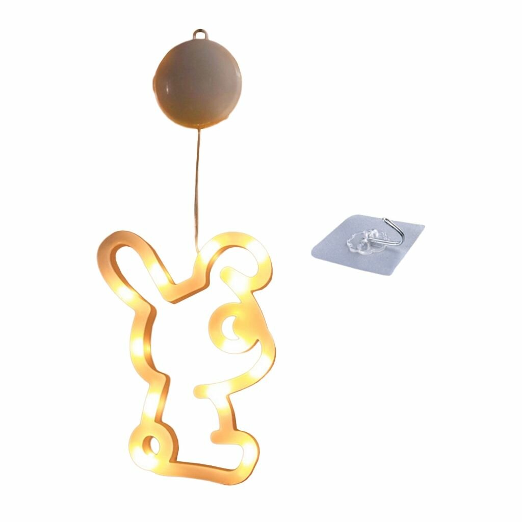 Фестивальный светящийся декор для окна, - теплый белый кролик