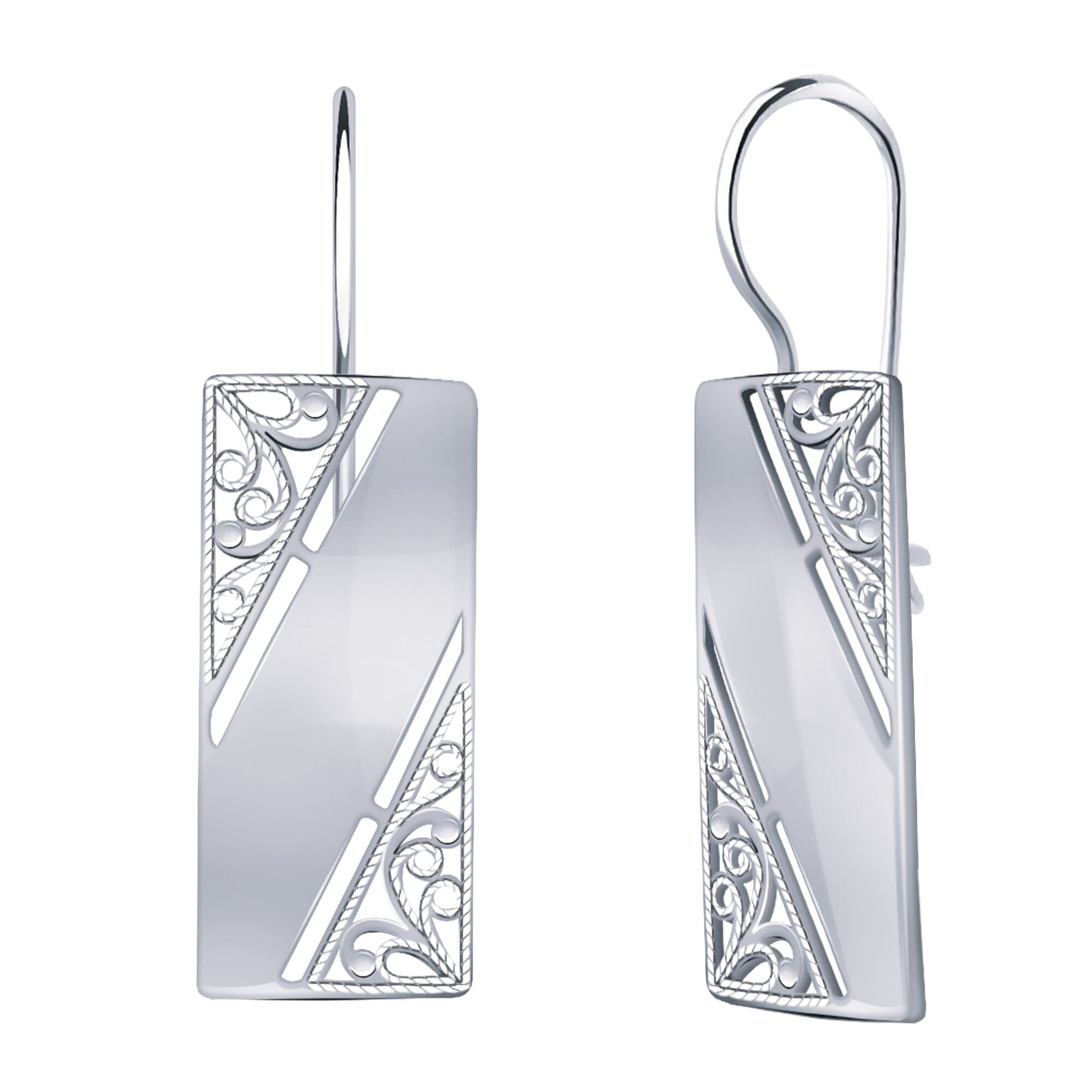 Серьги, серебро, 925 проба, родирование