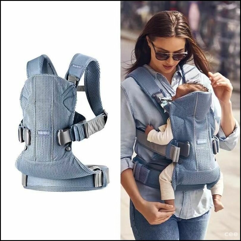 Бестселлер BabyBjorn One Air: эргономичный рюкзакпереноска 3D Mesh для новорожденных до 3 лет, 3 позиции, светлосерый
