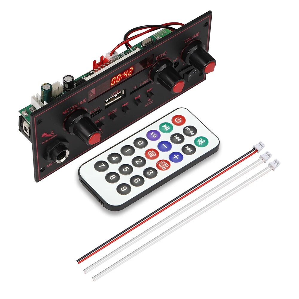 Bluetooth 5,0 MP3-декодер Плата 2*10 Вт 20 Вт Усилитель Аудиоплеер 5 В DIY MP3-плеер Автомобильный FM-радио Модуль TF USB Микрофон Запись, JQ-D137BT-S