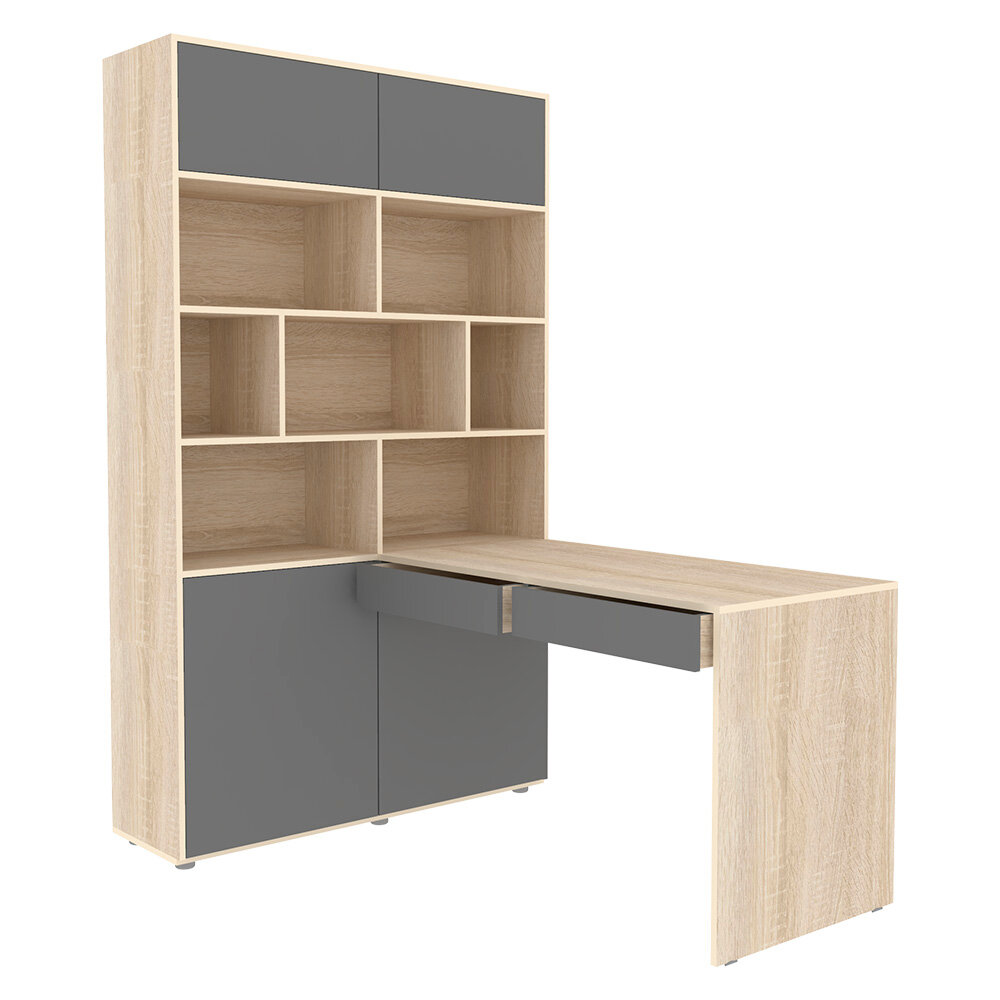Стол письменный со стеллажом 1200 Дуб Сонома Темно-серый