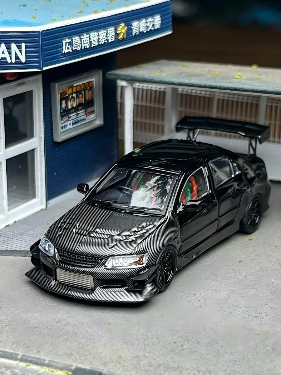 Машинка CM MODEL 1/64 Mitsubishi Lancer EVO IX 9 Gen Black Die-cast Alloy Car Model Collection Toy Gift