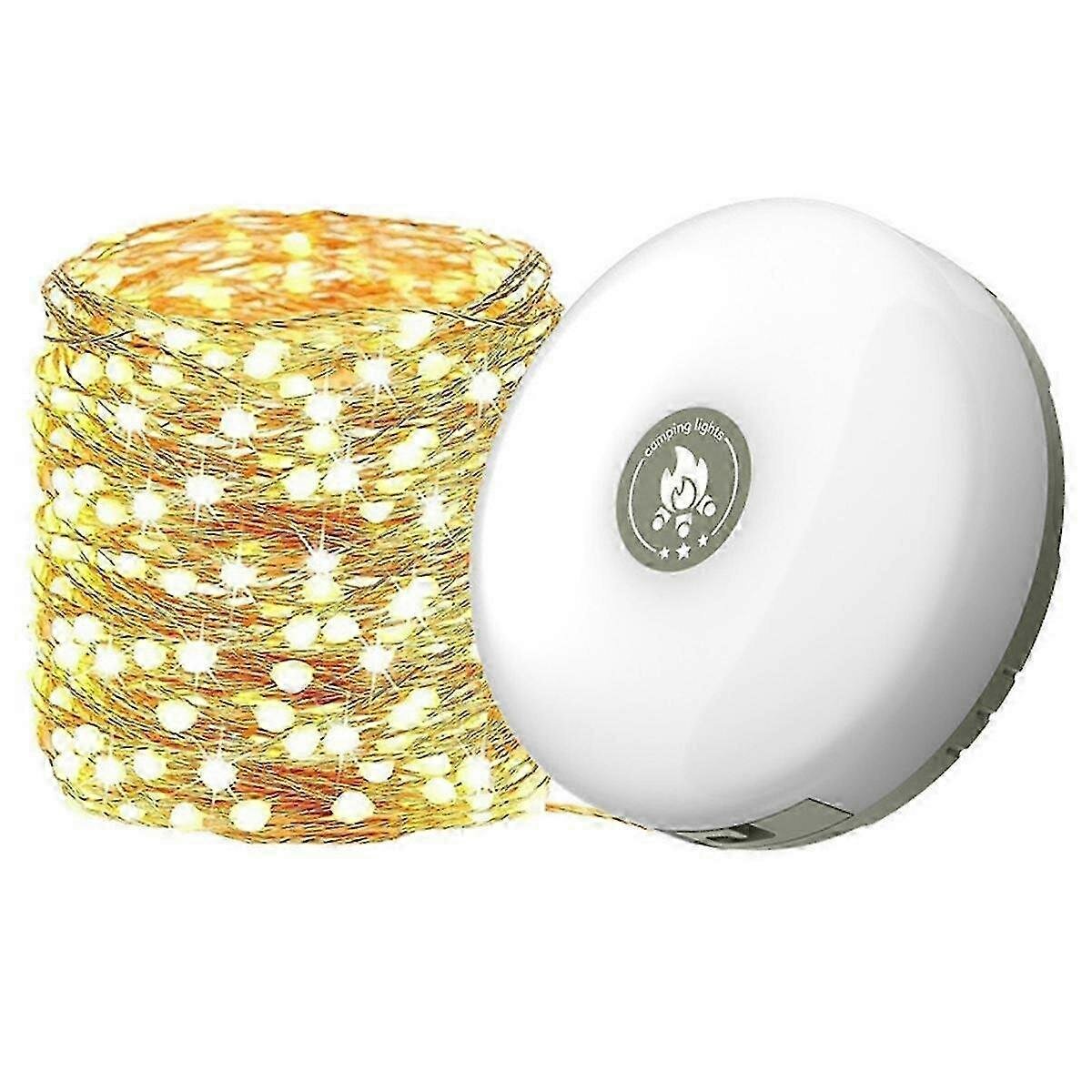 Фонарь для палатки подвесной, фонарь кемпинговый с гирляндой 10м, разноцветно-желтый