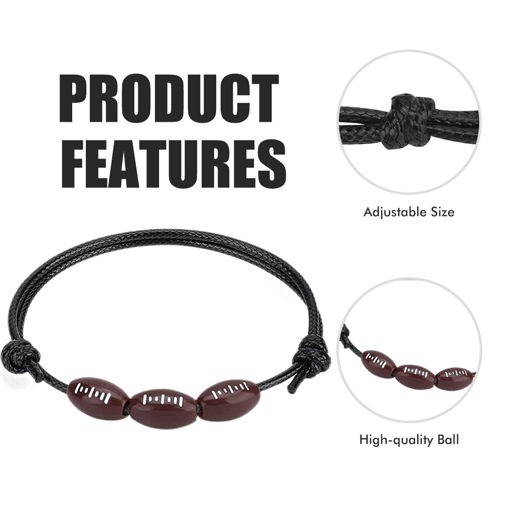20 шт. спортивные браслеты с мячами, футбольные, бейсбольные, регбийные браслеты с бусинами, регулируемый вощеный шнур, вдохновляющие спортивные браслеты с мячами, подарки для мальчиков и девочек