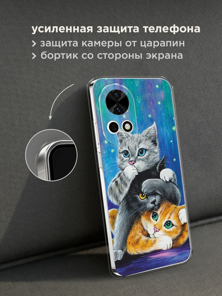 Чехол на Huawei Nova 12/Nova13 / Хуавей Нова 12/Нова 13 с принтом "Три кота рисунок" — фото 1