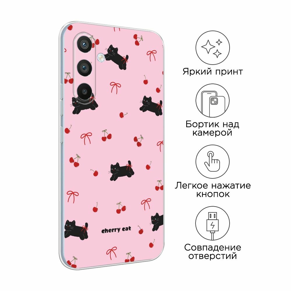 Чехол на Samsung Galaxy A54 / Самсунг A54 с принтом "Cherry cat" — фото 1