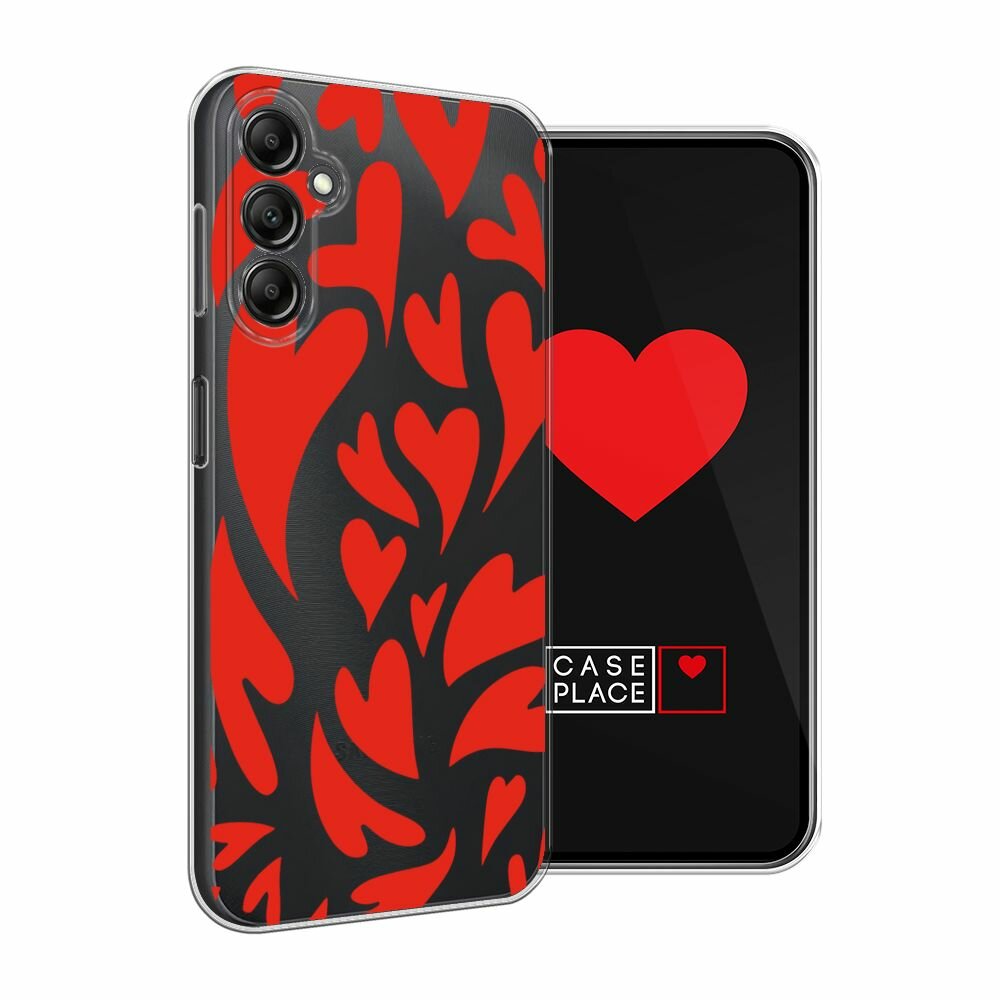 Чехол на Samsung Galaxy A15 / Самсунг А15 с принтом "Crazy hearts 2 - 14 февраля", прозрачный — фото 1