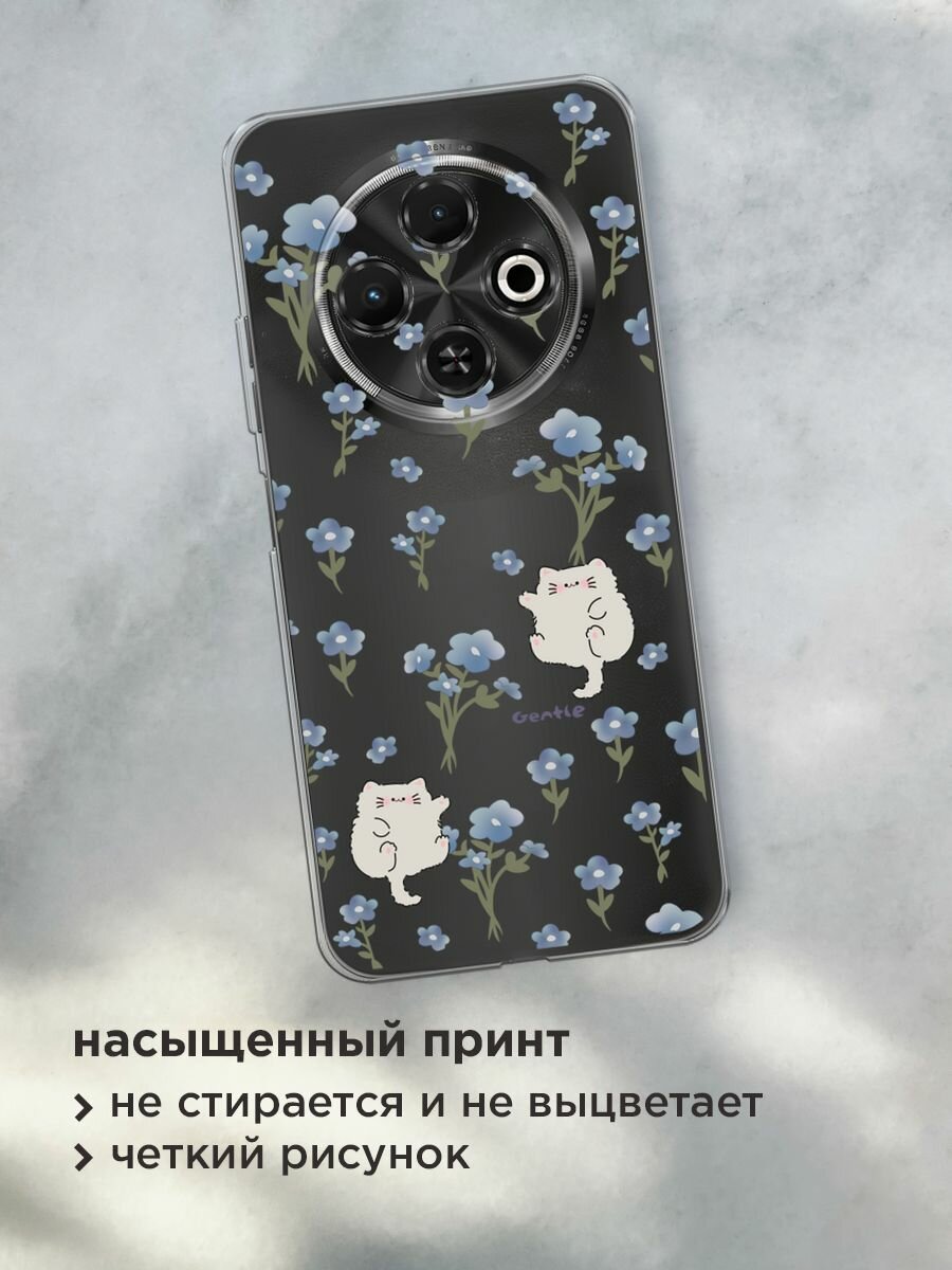 Чехол на Tecno Spark 30C / Текно Спарк 30C с принтом "Gentle cats", прозрачный — фото 1