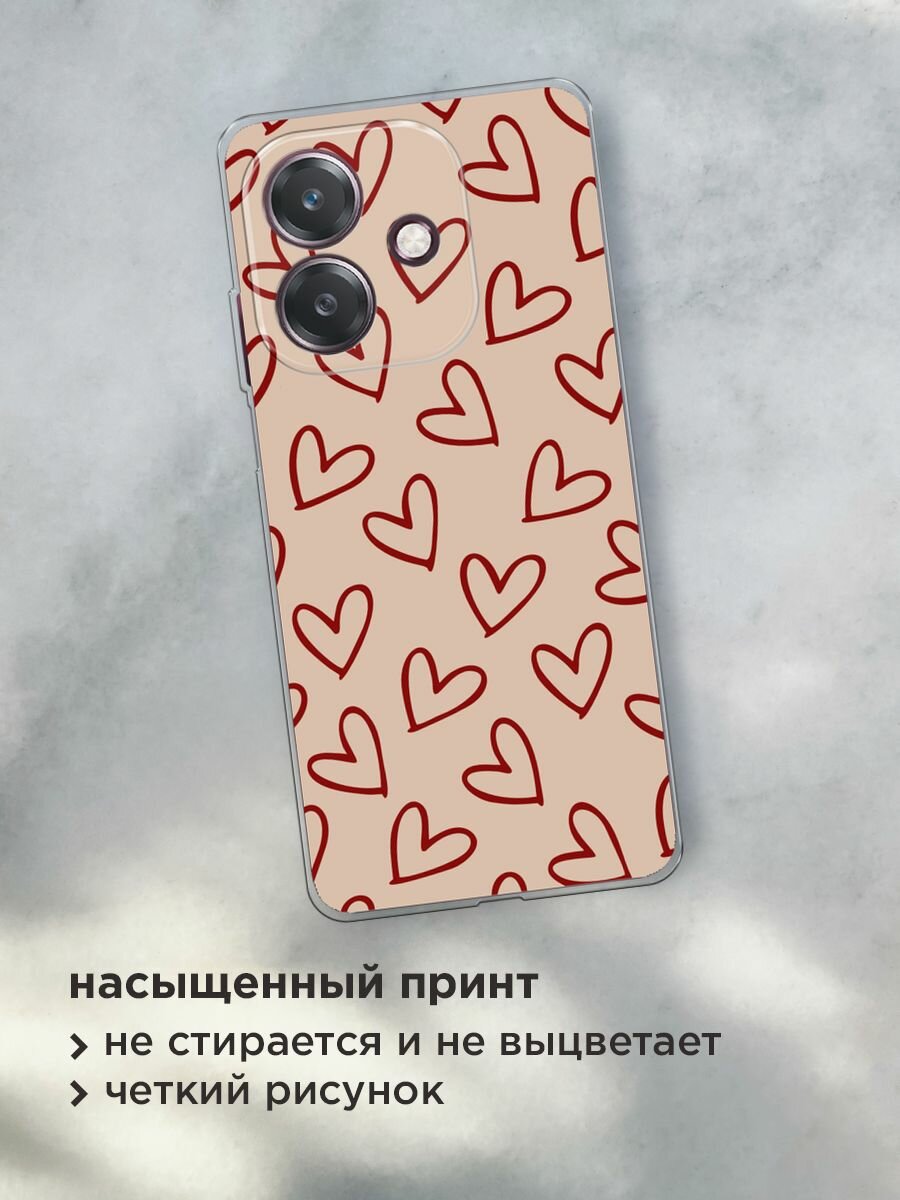 Чехол на Oppo A3/A3x / Оппо А3/A3x с принтом "Little hearts doodles 1 - 14 февраля" — фото 1