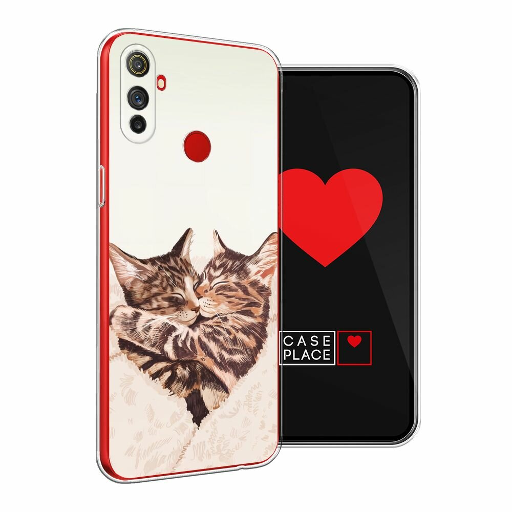 Чехол на Realme C3 / Реалми C3 с принтом "Влюбленные котейки - 14 февраля" — фото 1