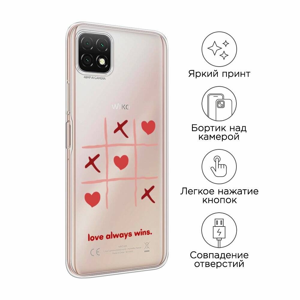 Чехол на Wiko T3 / Вико Т3 с принтом "love always wins - 14 февраля", прозрачный — фото 1